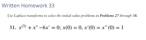 solved by an expert written homework 33use laplace transforms to ﻿solve