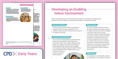 Developing An Enabling Indoor Environment Handout Twinkl