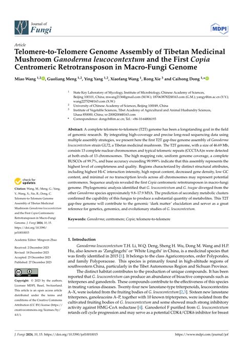 Pdf Telomere To Telomere Genome Assembly Of Tibetan Medicinal