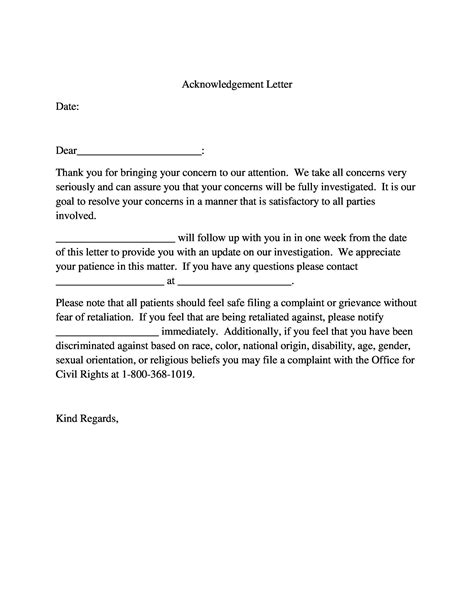 Examples Of Acknowledgement Forms Free Printable Template
