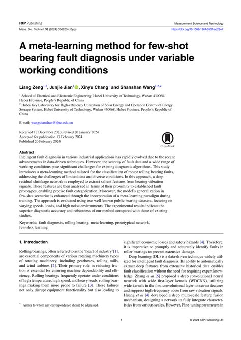 A Meta Learning Method For Few Shot Bearing Fault Diagnosis Under Variable Working Conditions