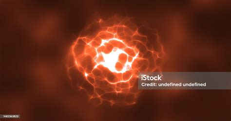 추상적인 오렌지 에너지 둥근 구체는 입자 파동으로 빛나고 하이테크 디지털 마술 추상적인 배경 3차원 형태에 대한 스톡 사진 및 기타 이미지 Istock