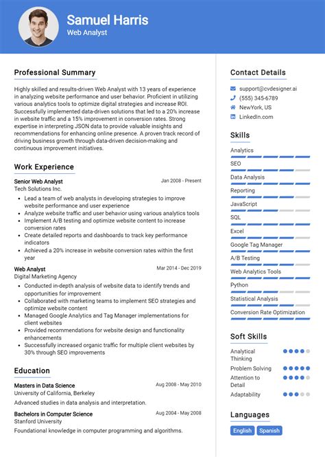 Web Analyst Resume Example For 2025 Top Templates Cvdesigner Ai