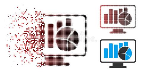 Dissolved Pixel Halftone Statistics Monitoring Icon With Face Stock