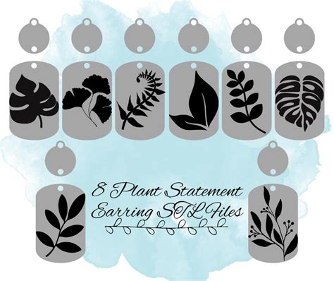 8 Leaf Earring Stl Files Monstera Earring Stl Files Plant Jewelry 3d