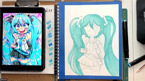 Como Dibujar Y Pintar A Hatsune Miku Anime Con Plumones Paso A Paso