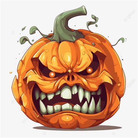 Evil Pumpkin Vector Sticker Clipart Cartoon Halloween Pumpkin