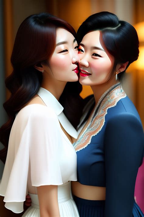 Lexica Two Beautiful Korean Women Kissing Full Length Photo