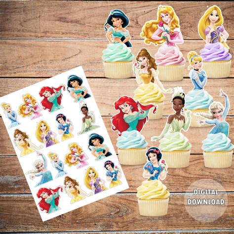Printable Princess Cupcake Toppers Digital Download Princess Etsy