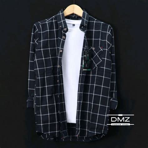 Jual Kemeja Flanel Pria Lengan Panjang Motif Kotak Kotak Premium Impor