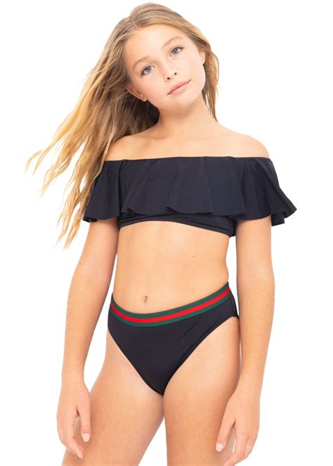 Black Ruffle Bikini For Girls Stella Cove