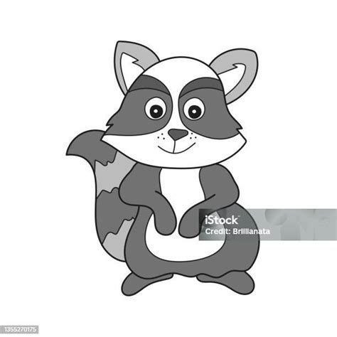 Ikon Kartun Sederhana Ilustrasi Rakun Kartun Lucu Lucu Ilustrasi Stok