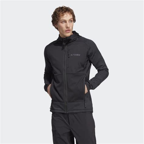 Adidas Terrex Tech Flooce Hooded Hiking Fleece Jacket Black Adidas