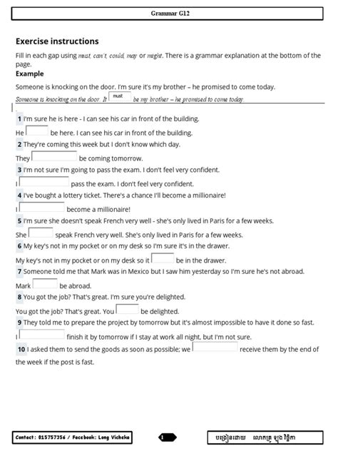 Modal Verbs Probability Exercises Pdf Verb Linguistic Morphology