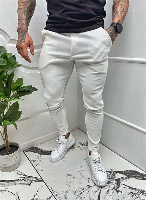 Мъжко изчистено долнище в бяло C1067 3 Boutique Milano