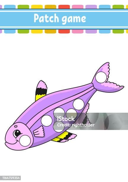 어린이를위한 패치 게임 점 색칠 페이지를 수행합니다 어린이와 유아를위한 교육 활동 워크 시트 격리된 벡터 그림입니다 만화 스타일입니다 0명에 대한 스톡 벡터 아트 및 기타