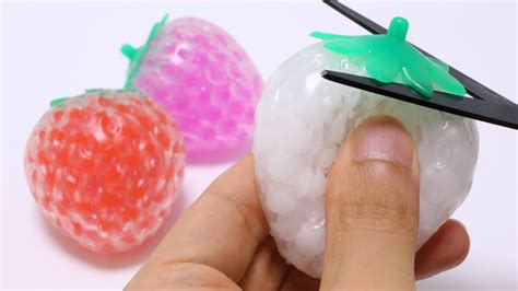 Asmr Squishy 138 Strawberry Orbeez Squeezecutting Open Youtube