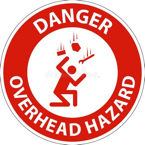 Danger Overhead Hazard Sign On White Background Stock Vector