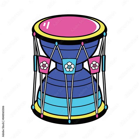 Vector Korean Traditional Musical Janggu Drum Cartoon Illustration