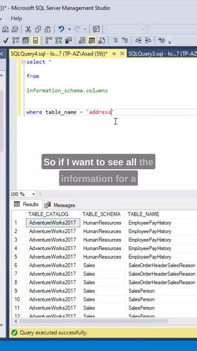 Sql How To See All Columns In A Table Datascience Coding