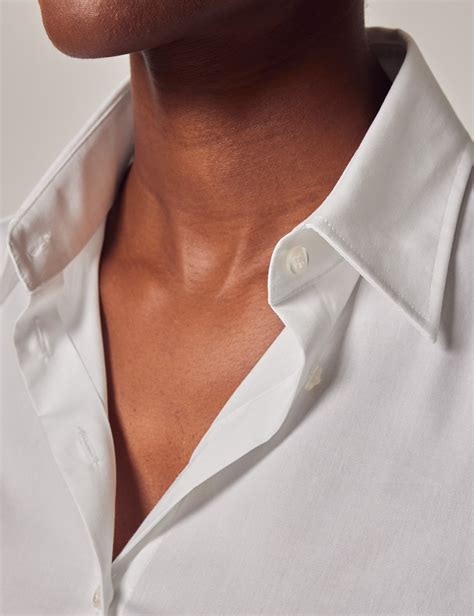 Womens White Fitted 3 Quarter Sleeve Cotton Shirt