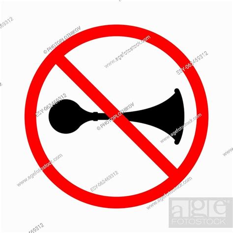 No Horn Road Sign Isolated On White Background Crossed Out Signal Horn