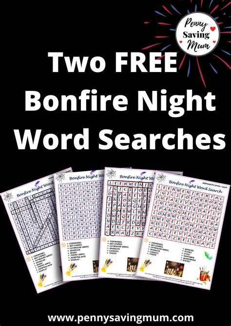 Bonfire Night Word Searches Easy And Hard Versions With Answers