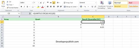 How To Use The QUARTILE EXC Function In Excel