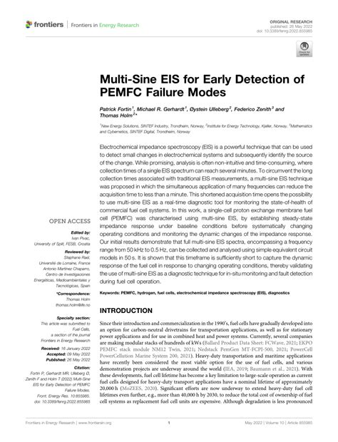 Pdf Multi Sine Eis For Early Detection Of Pemfc Failure Modes