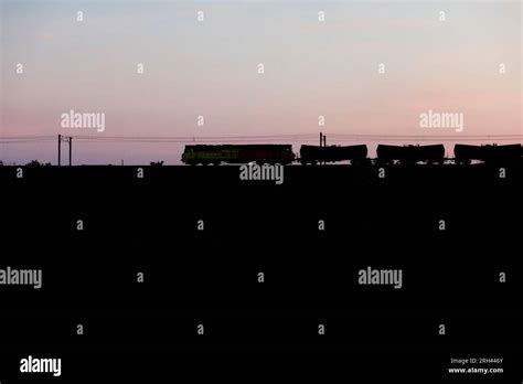 Colas Railfreight Class 70 Locomotive Making A Sunset Silhouette At