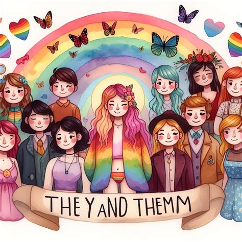 Premium Photo Watercolor Poster For They Them Pronouns Diversity