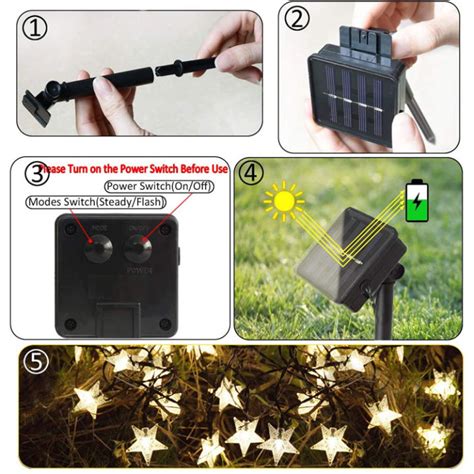 ไฟ Led Star String พลังงานแสงอาทิตย์กลางแจ้ง Fairy Garland โคมไฟตกแต่ง
