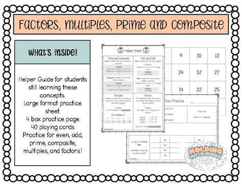 Factors And Multiples Prime And Composite Even And Odd Number Practice