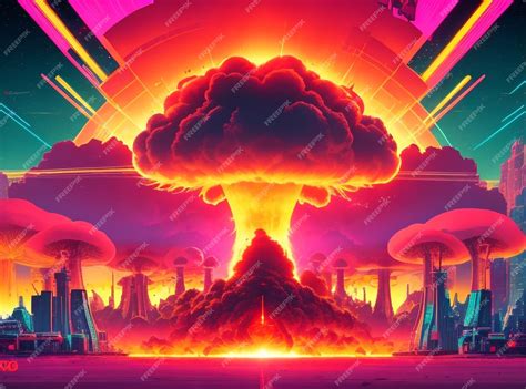 Premium Photo Atomic Inferno Vector Nuclear Explosion With Rising