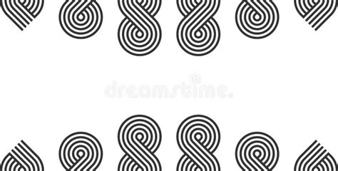 Abstract Black White Stripe Line Geometric Pattern Frame Loop Design Elements Retro Styled