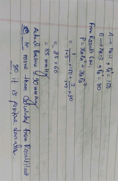 Total Vapour Pressure Of Mixture Of Mole Of Volatile Component A