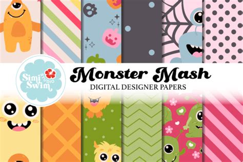 Cute Colorful Monster Patterns Graphic By Simiswimstudio · Creative Fabrica