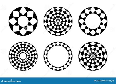 Decorative Circle Design Elements Set Radial Geometric Patterns Stock Illustration