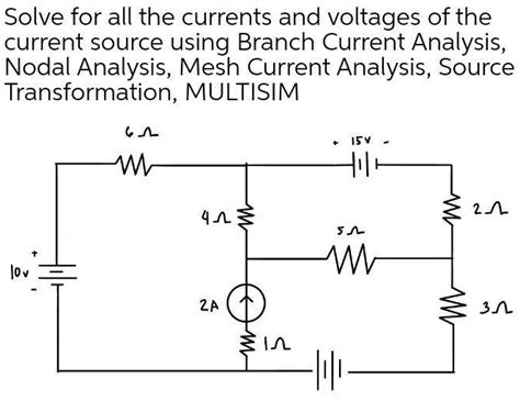solved solve for all the currents and voltages of the current source