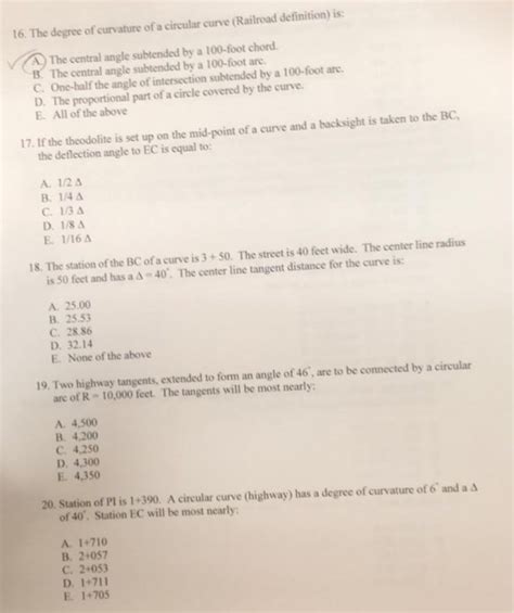 Solved The Degree Of Curvature Of A Circular Curve Chegg