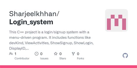 Github Sharjeelkhhanloginsystem This C Project Is A Loginsignup System With A Menu