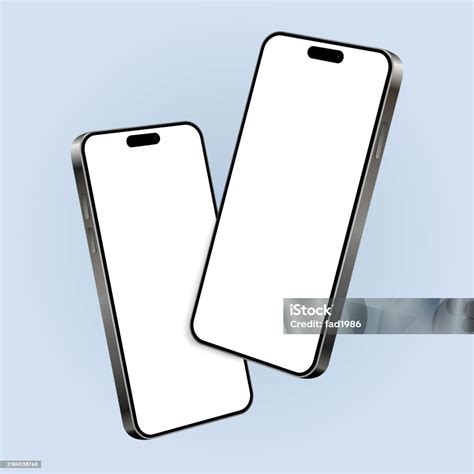 두 대의 스마트폰이 파란색 배경에서 공중에 떠 있는 동안 빈 화면이 있는 모형 모형에 대한 스톡 벡터 아트 및 기타 이미지 모형 실물 모형 전화 Istock