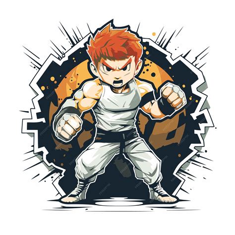 Ilustración Vectorial De Dibujos Animados De Luchador De Kung Fu Artes