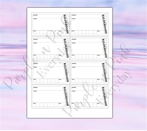 Free Printable Balderdash Sheets All Free Printables