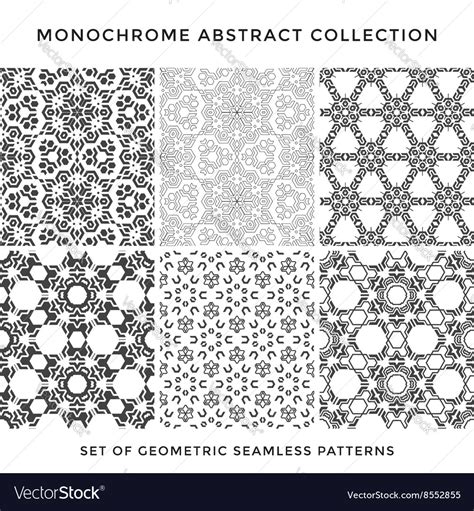 Monochrome Abstract Seamless Pattern Set Vector Image