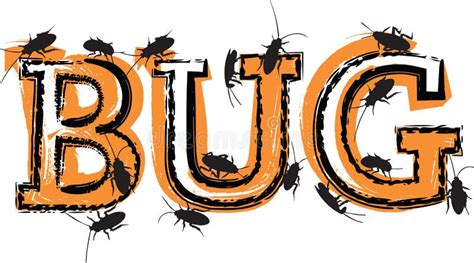 Illustrated Bug Word Full Of Bugs And Cockroaches Around Stock