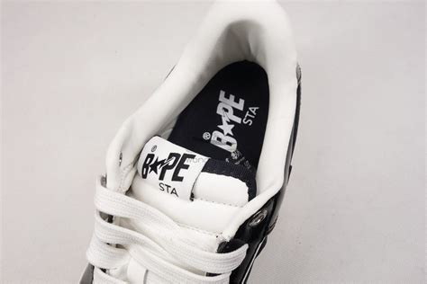 A Bathing Ape Bape Sta Patent Leather Black White Reps