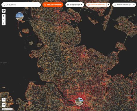 Heatmap von Strava zeigt Aktivitäten Hotspots in SH Rad SH