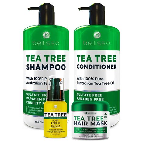 Bellisso Tea Tree Oil Shampoo And Conditioner Set And Tea