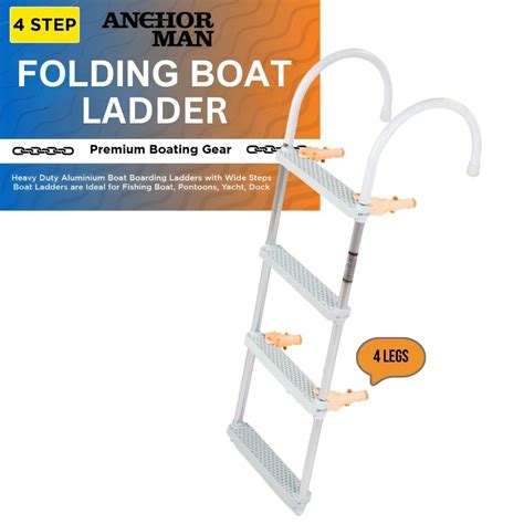 Buy Folding Boat Ladder For Boat 4 Step Heavy Duty Aluminium Boat